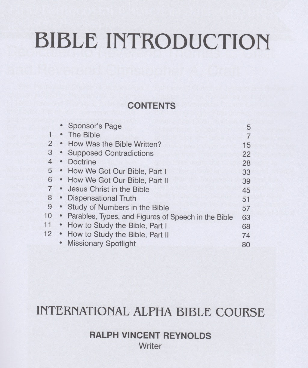 Bible Introduction | PPH